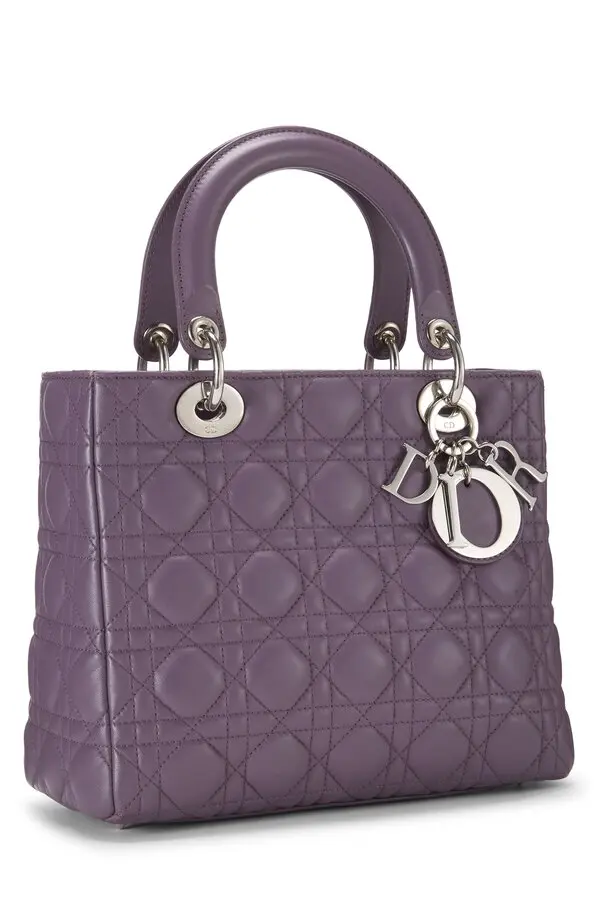 Dior Cannage Quilted Lambskin Lady - Purple
