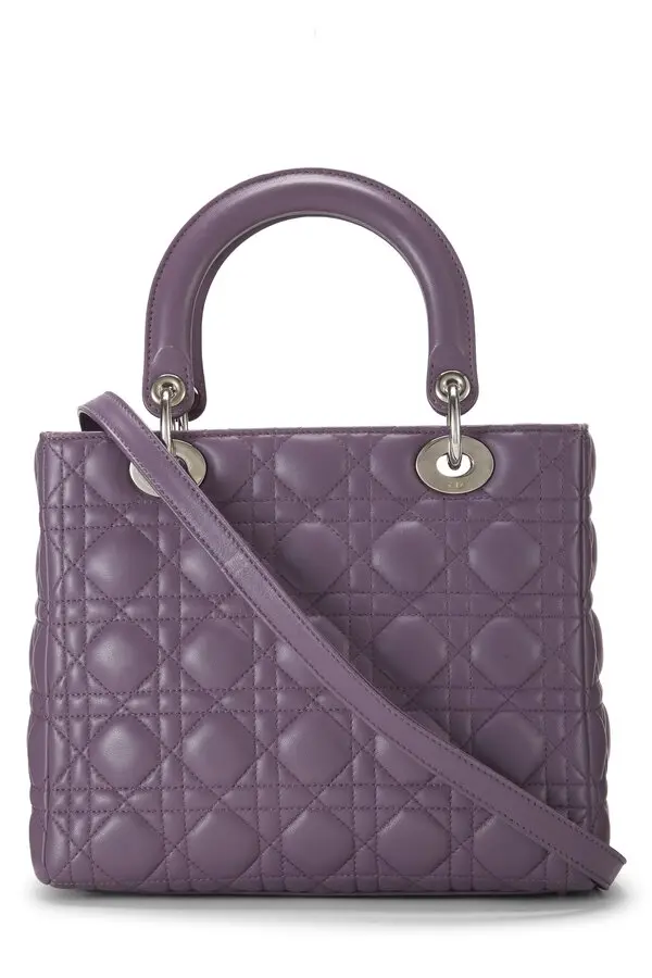 Dior Cannage Quilted Lambskin Lady - Purple