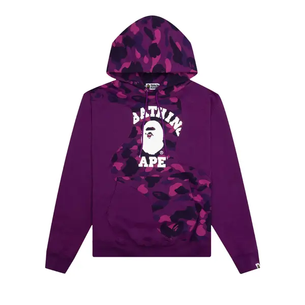 A BATHING APE Color Camo College Cutting Relaxed Fit Hoodie - Purple