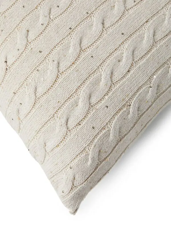 Brunello Cucinelli Cable-knit Sequin-embellished Cushion - Neutrals