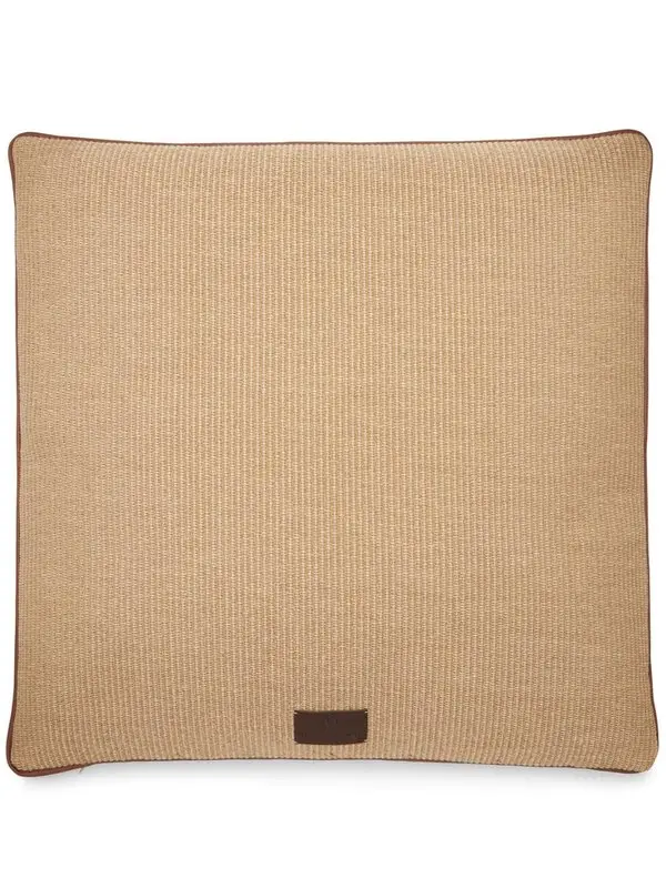 Brunello Cucinelli Logo-appliqué Interwoven-design Cushion - Neutrals