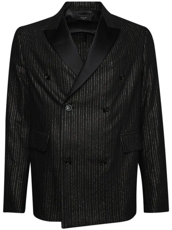 Amiri Metallic-stripe Double-breasted Blazer