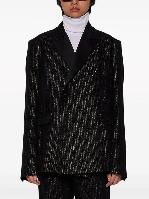 Amiri Metallic-stripe Double-breasted Blazer