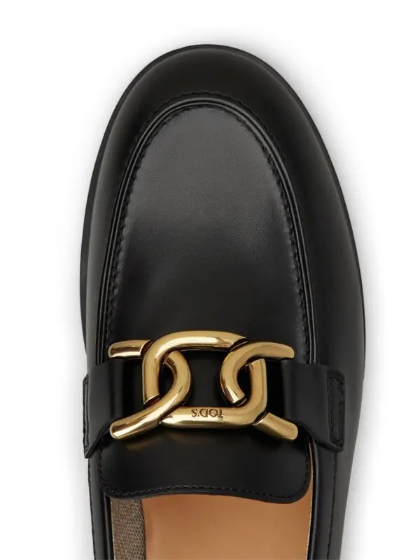 TOD'S Chain-embellished Leather Loafers