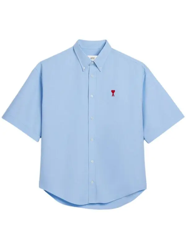 AMI Paris Logo-embroidered Cotton Shirt
