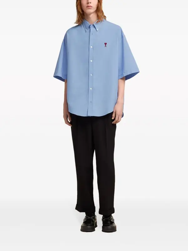 AMI Paris Logo-embroidered Cotton Shirt