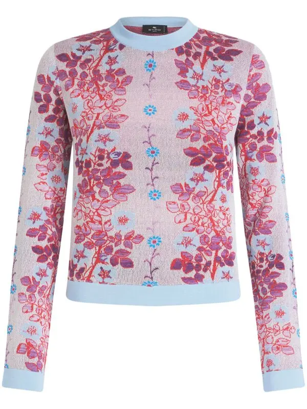 Etro Floral-jacquard Crew-neck Blouse