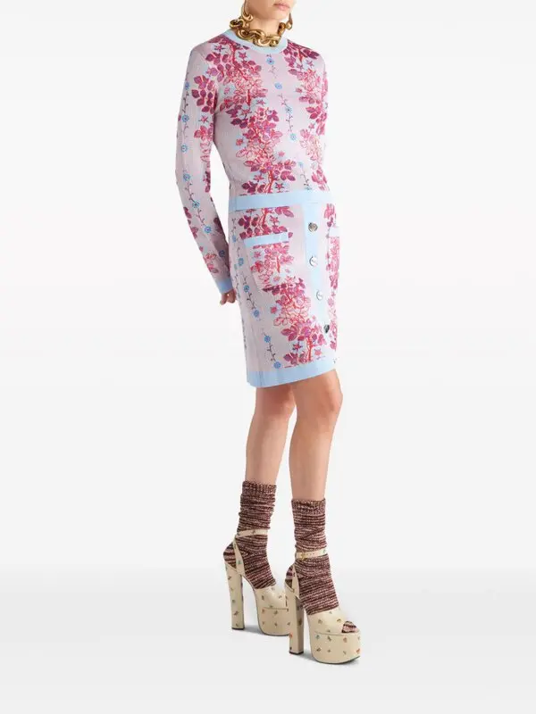 Etro Floral-jacquard Crew-neck Blouse
