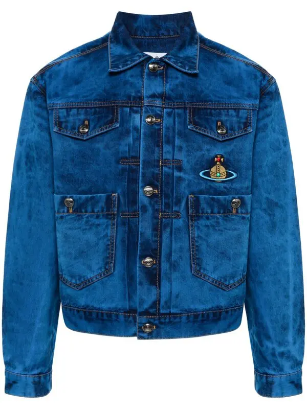 Vivienne Westwood Orb-Logo-Embroidery Denim Jacket In Blue - 31