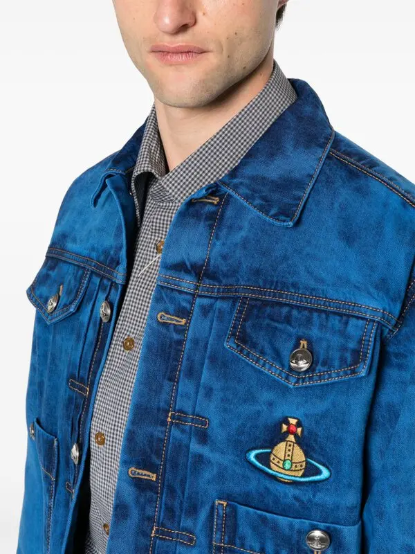 Vivienne Westwood Orb-Logo-Embroidery Denim Jacket In Blue - 31