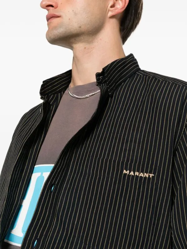 MARANT Jasolo Striped Cotton Shirt - Black