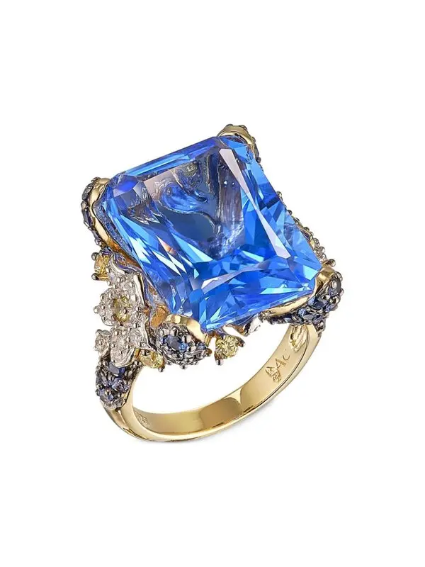 ANABELA CHAN 18kt Gold Vermeil Gemstone Ring - Blue