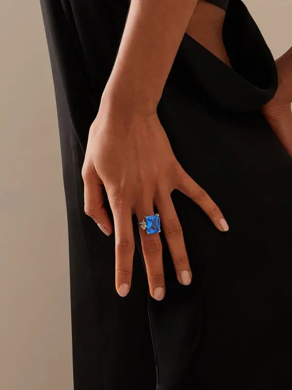 ANABELA CHAN 18kt Gold Vermeil Gemstone Ring - Blue