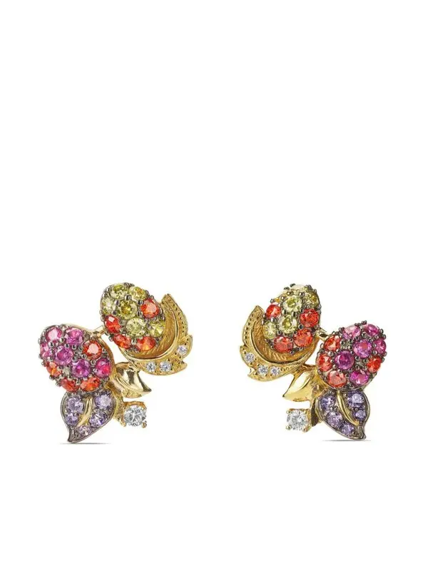 ANABELA CHAN 18kt Yellow Gold Vermeil Goldenberry Multi-stone Drop Earrings - Red