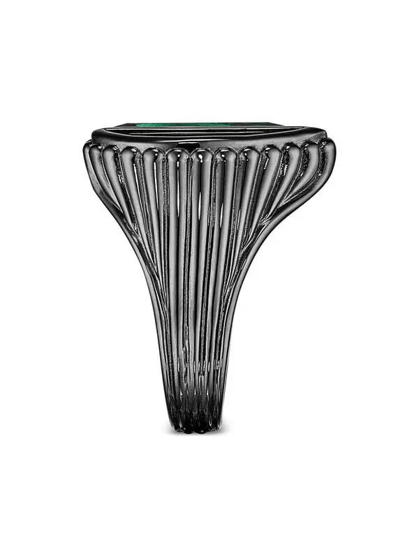 ANABELA CHAN 18kt Black Gold Emerald Pear Signet Ring