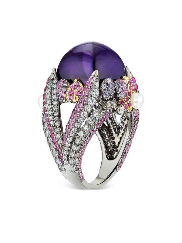 ANABELA CHAN 18kt Gold Vermeil Gemstone Cocktail Ring - Purple