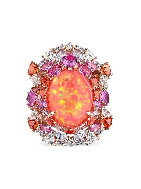 ANABELA CHAN 18k Yellow Gold Vermeil Opal And Gemstone Ring Set - Orange