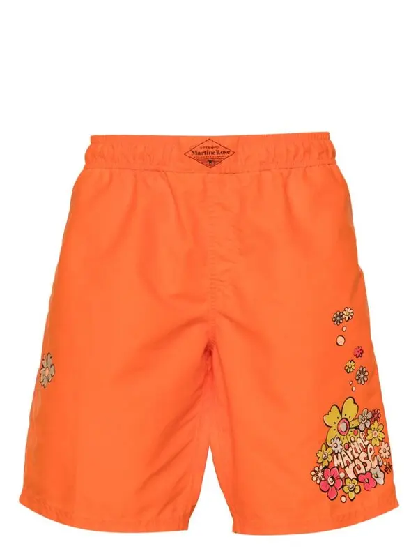 Martine Rose Board Floral-print Swim Shorts - Orange