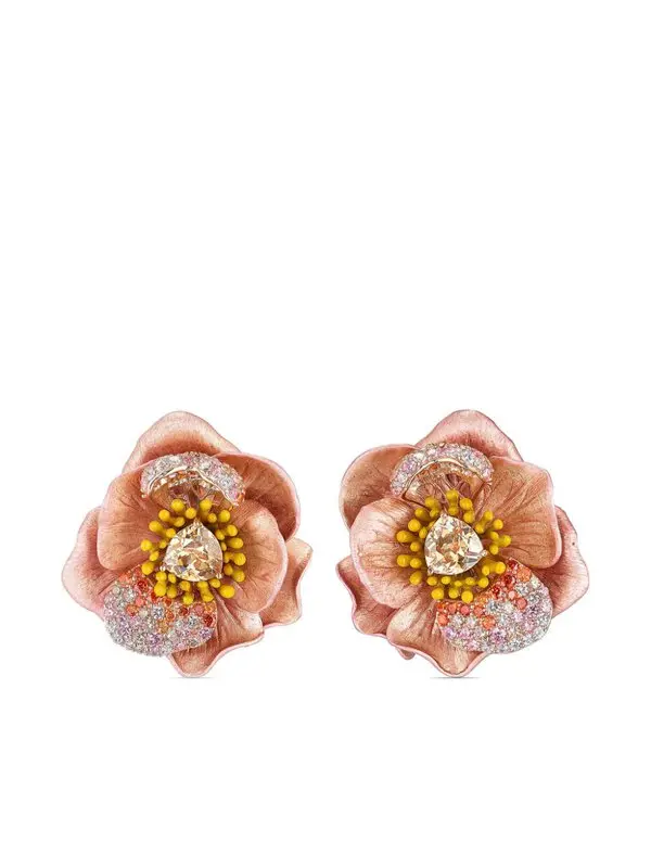 ANABELA CHAN 18kt Yellow Gold Vermeil Bloom Sapphire And Diamond Earrings - Pink