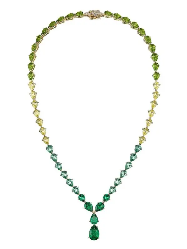 ANABELA CHAN 18kt Gold Vermeil Emerald Nova Gemstone Necklace - Green