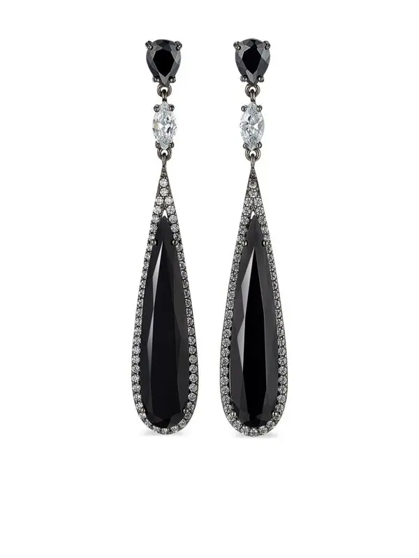 ANABELA CHAN 18kt White Gold Diamond Shard Drop Earrings - Black