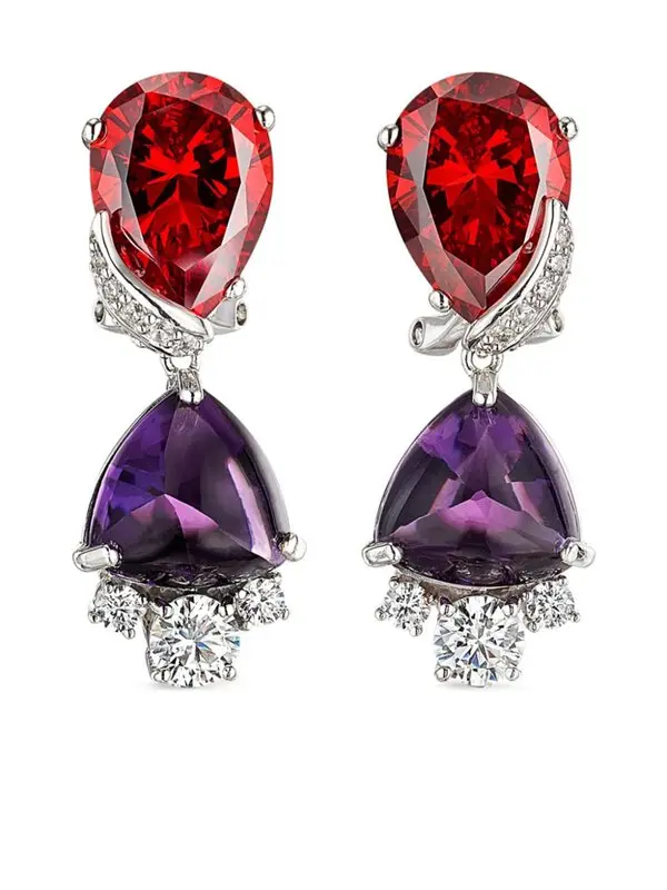 ANABELA CHAN 18kt White Gold Vermeil Multi-stone Earrings - Purple