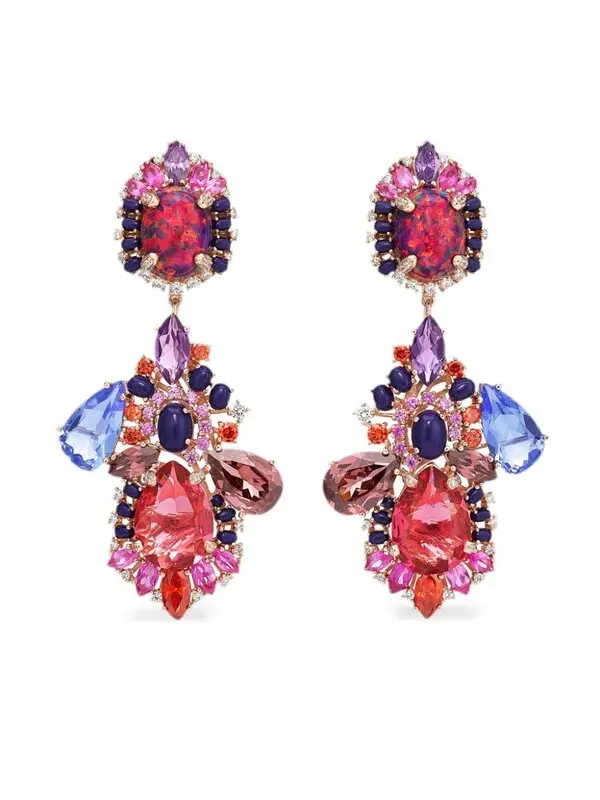 ANABELA CHAN 18kt Rose Gold Multi-stone Chandelier Earrings - Pink