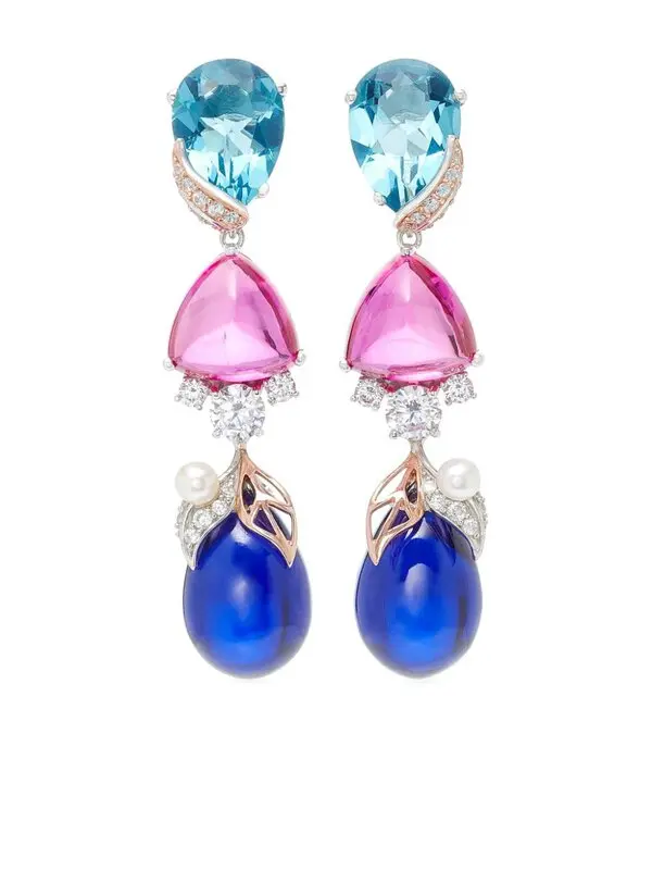 ANABELA CHAN 18kt Yellow Gold Vermeil Berry Multi-stone Drop Earrings - Blue
