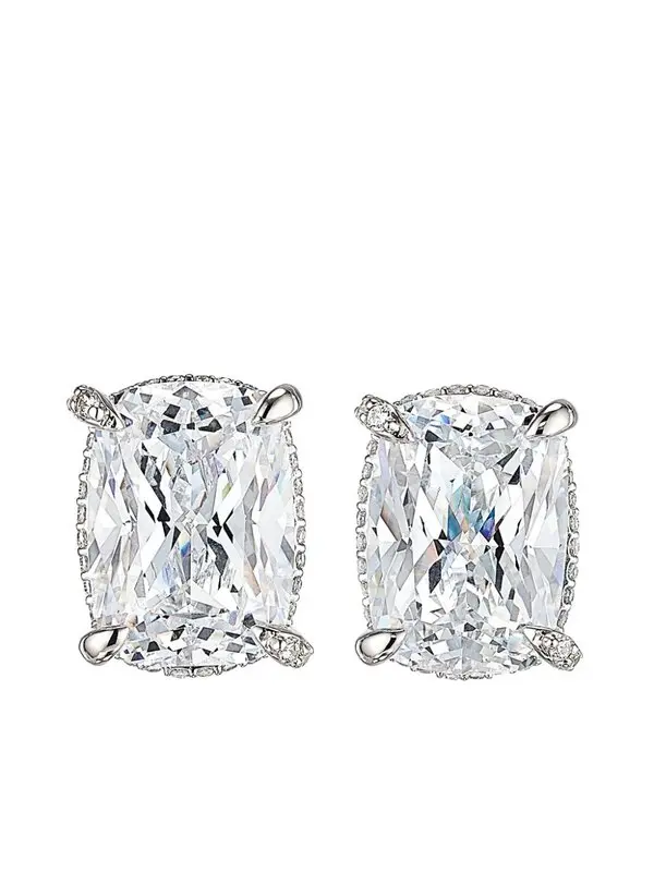 ANABELA CHAN 18kt White Gold Cushion Wing Diamond Earrings - Silver