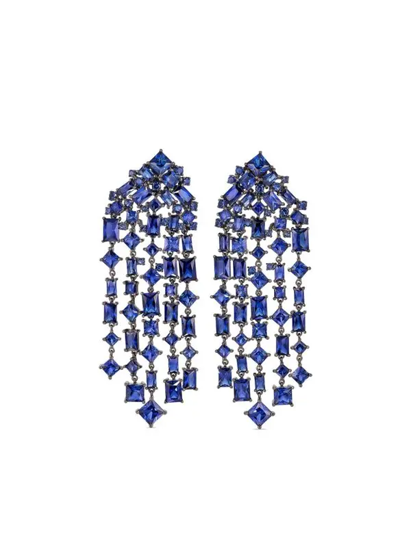 ANABELA CHAN Rhodium Vermeil Cascade Sapphire Drop Earrings - Blue