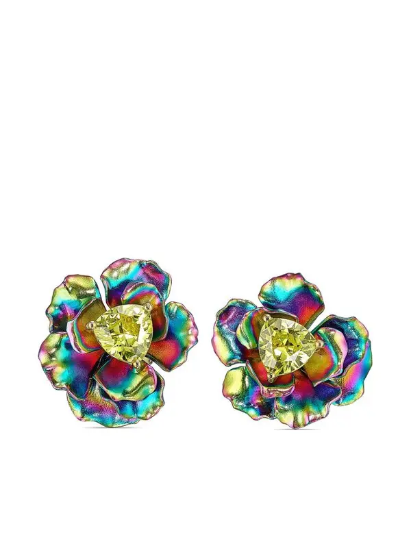 ANABELA CHAN 18kt Yellow Gold Vermeil Rainbow Bloom Quartz Earrings - Blue
