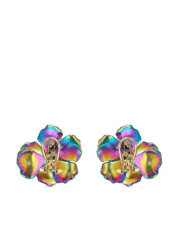 ANABELA CHAN 18kt Yellow Gold Vermeil Rainbow Bloom Quartz Earrings - Blue