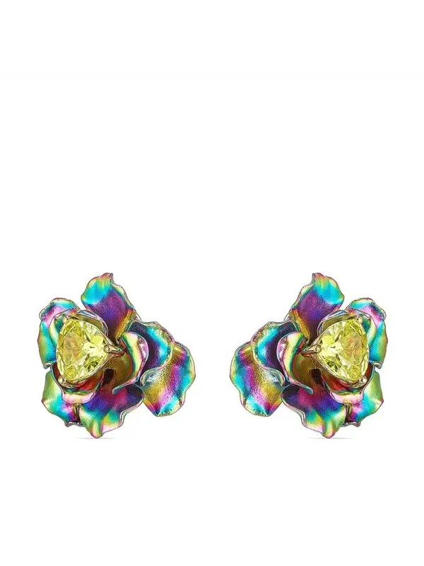 ANABELA CHAN 18kt Yellow Gold Vermeil Rainbow Bloom Quartz Earrings - Blue