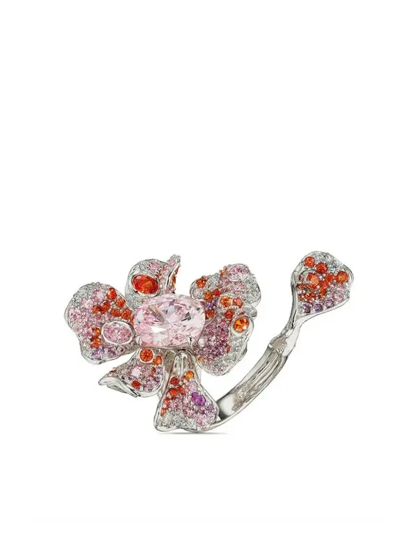 ANABELA CHAN 18kt White Gold Pale Rose Peony Ring - Pink