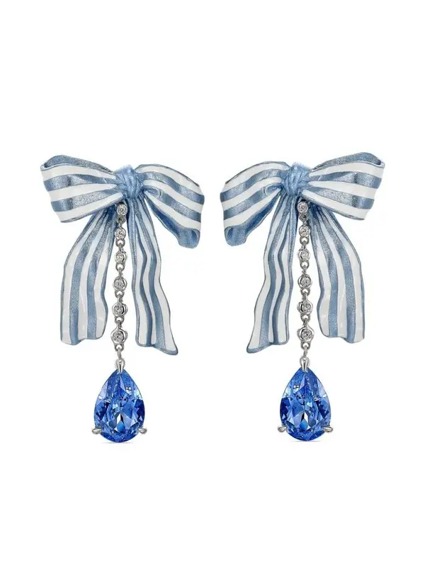 ANABELA CHAN 18kt Gold Vermeil Gingham Sapphire And Diamond Earrings - Blue