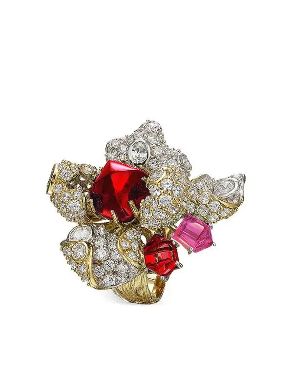 ANABELA CHAN 18kt Gold Vermeil Ruby Blossom Ring - White