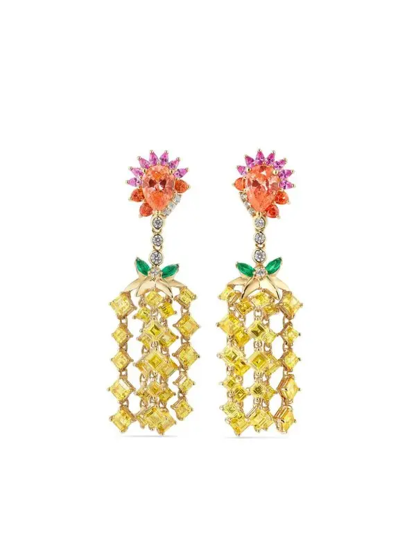 ANABELA CHAN 18kt Gold Pineapple Multi-stone Earrings - Yellow