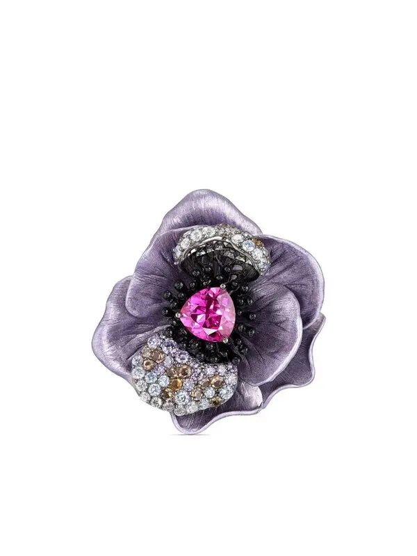 ANABELA CHAN 18kt White Gold Bloom Multi-stone Earrings - Purple