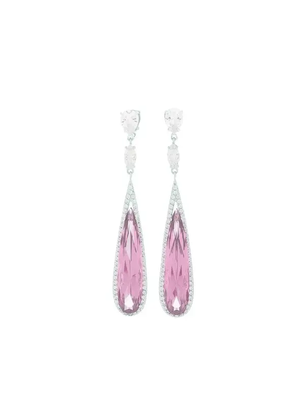 ANABELA CHAN 18kt White Gold Shard Diamond Drop Earrings - Pink