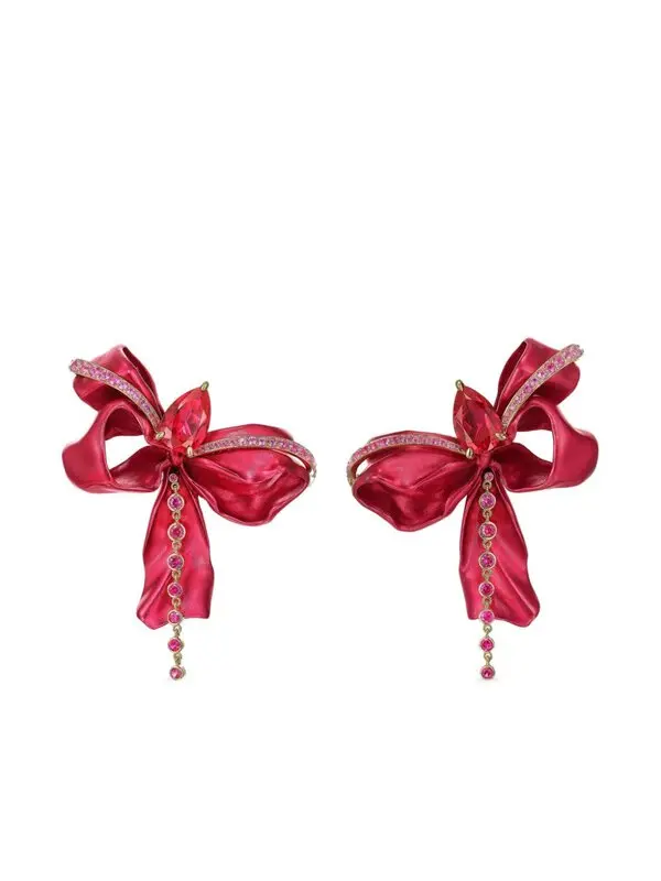 ANABELA CHAN 18kt Yellow Gold Cupid's Bow Ruby Drop Earrings - Red