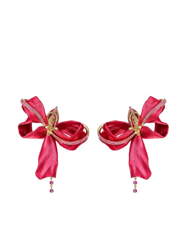 ANABELA CHAN 18kt Yellow Gold Cupid's Bow Ruby Drop Earrings - Red