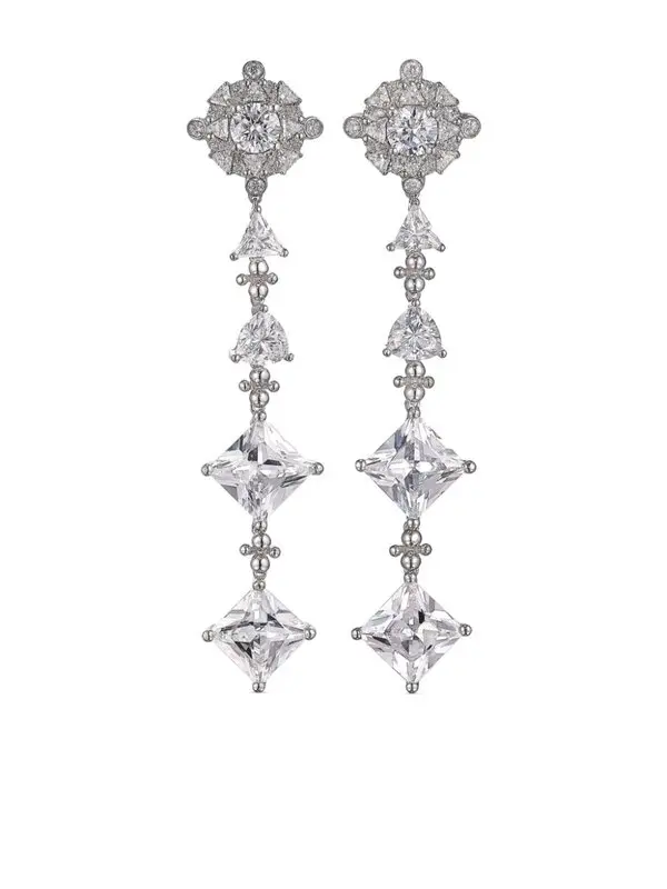 ANABELA CHAN 18kt White Gold Diamond Drop Earrings - Silver