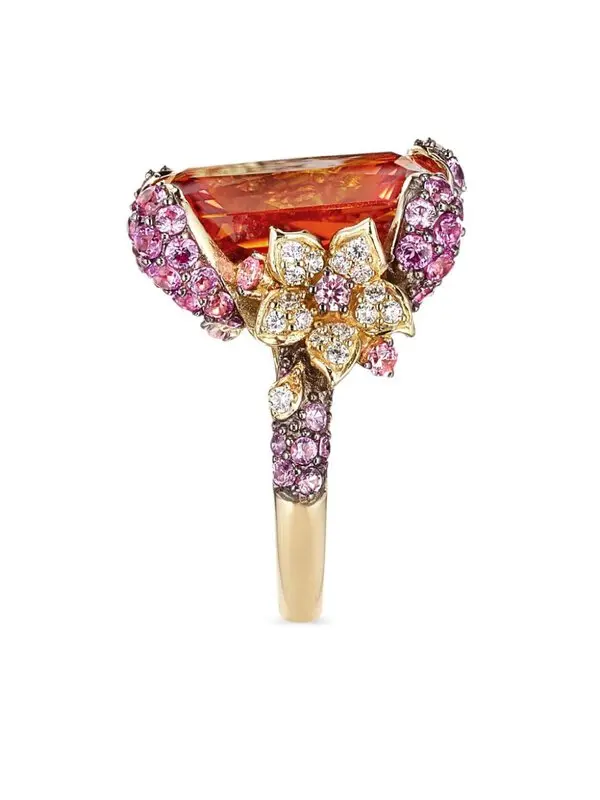 ANABELA CHAN 18kt Gold Imperial Cinderella Sapphire And Diamond Ring - Orange