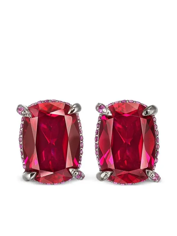 ANABELA CHAN 18kt White Gold Vermeil Wing Ruby Earrings - Red
