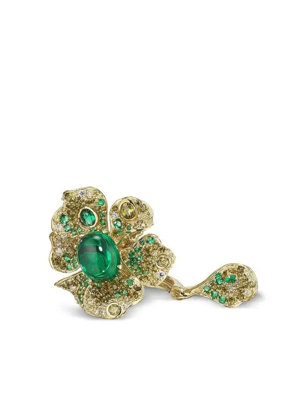 ANABELA CHAN 18kt Yellow Gold Vermeil Emerald, Diamond, And Tourmaline Ring - Green