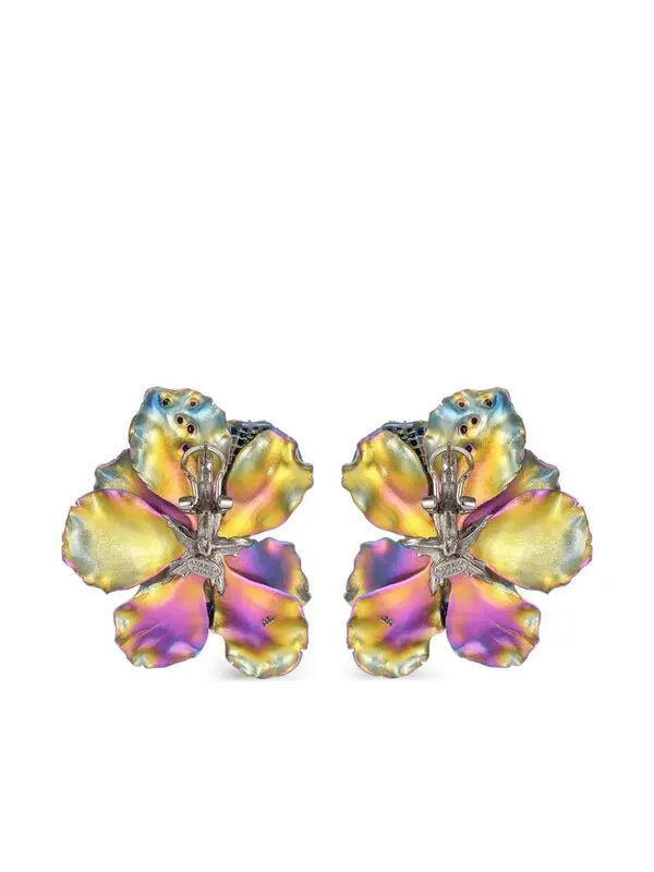 ANABELA CHAN 18kt Yellow Gold Vermeil Bloom Poppy Multi-stone Earrings - Blue