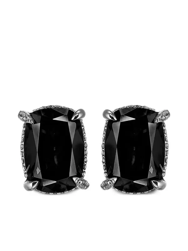 ANABELA CHAN 18kt White Gold Wing Diamond Earrings - Black