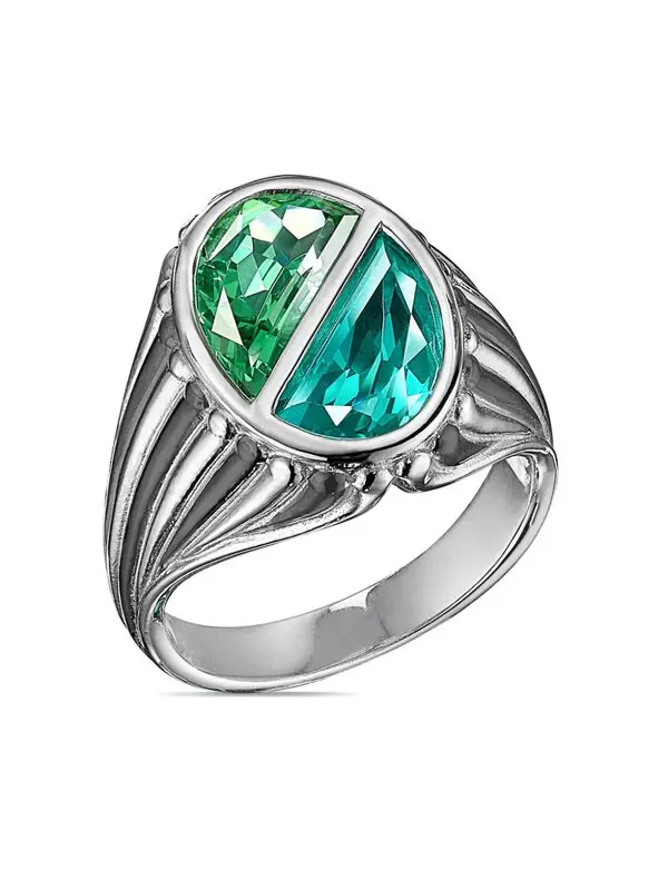 ANABELA CHAN 18kt White Gold Vermeil Paraiba Signet Ring - Blue