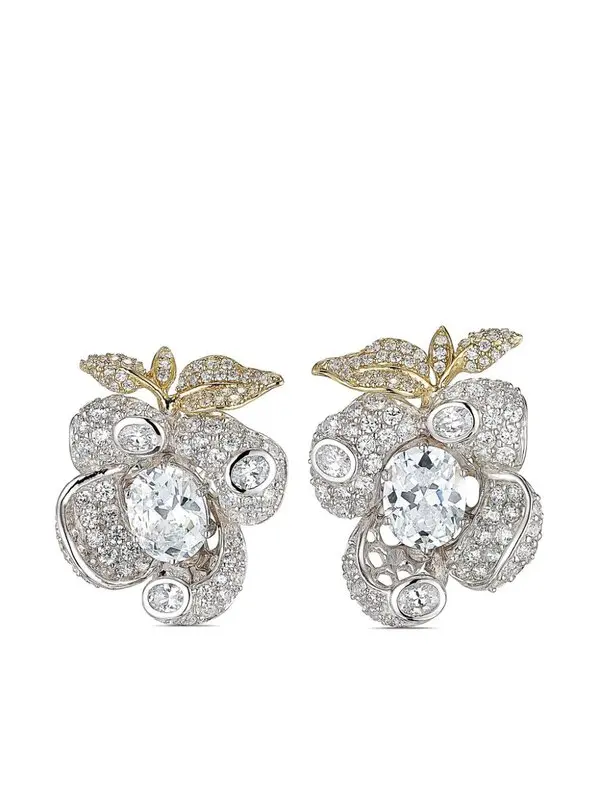ANABELA CHAN 18kt Gold Diamond Blossom Earrings - Silver