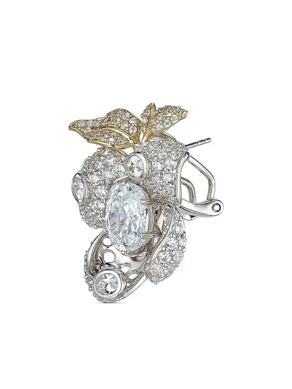 ANABELA CHAN 18kt Gold Diamond Blossom Earrings - Silver